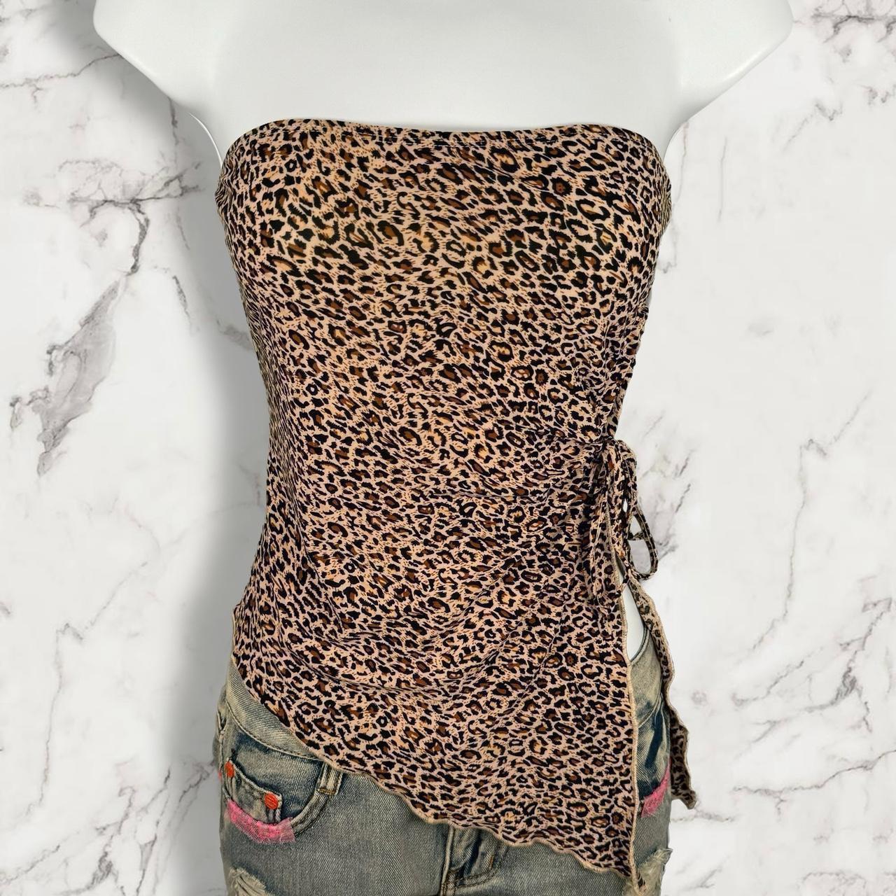 asymmetric leopard tube top *brand new* size small... | Depop