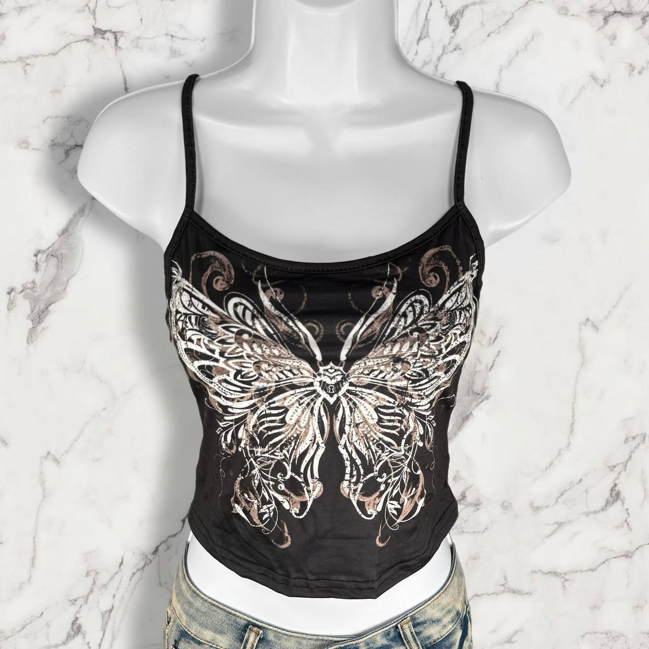 b&w butterfly cami top *brand new* women’s size... | Depop