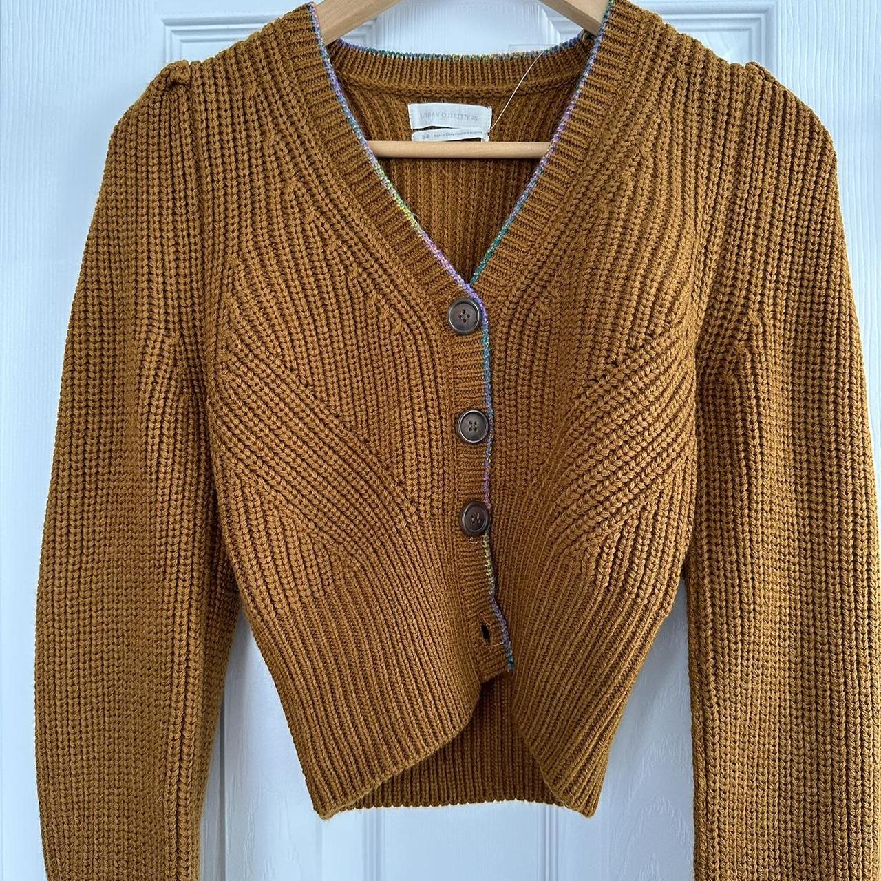 Super adorable rust colored cropped cardigan with... - Depop