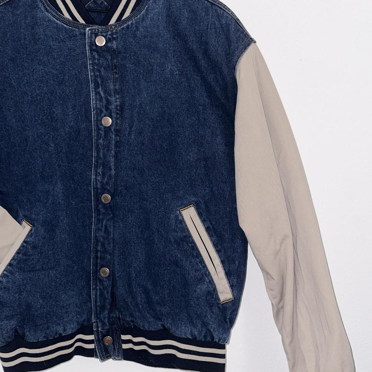 BASIC EDITIONS denim varsity jacket Retail🏷️ ~... - Depop