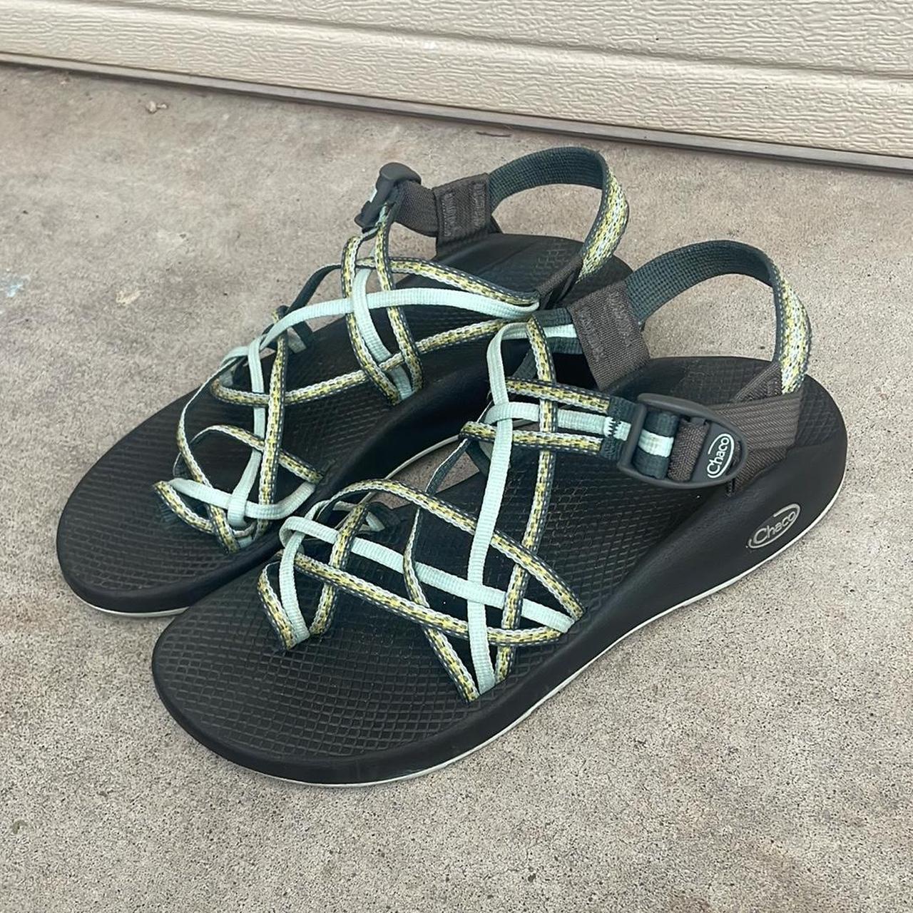 Blue and green Chaco sandals #hiking No flaws... | Depop