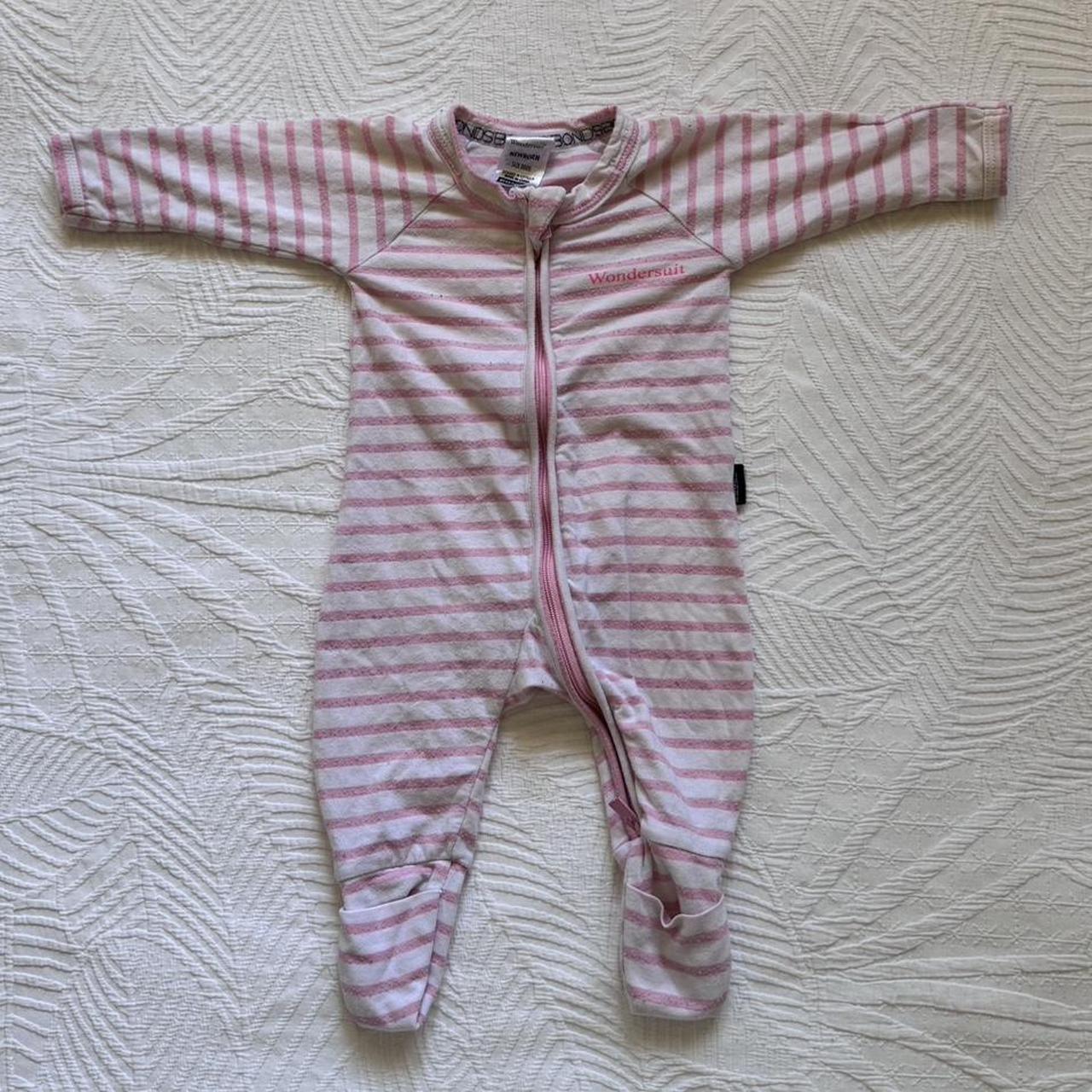 Bonds pink and white stripe wondersuit 💗 size... | Depop