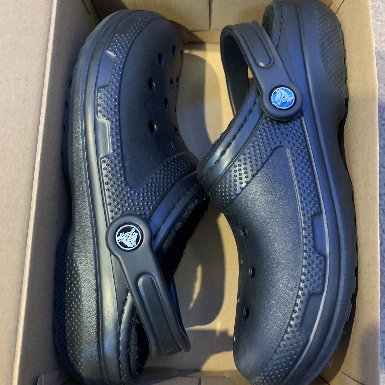Black Crocs fuzzy inside -worn once -great... - Depop