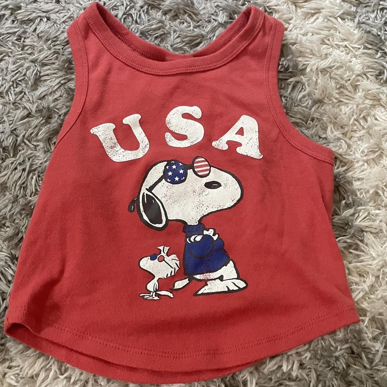 Red and white Snoopy tank top #snoopy 4th of July - Depop