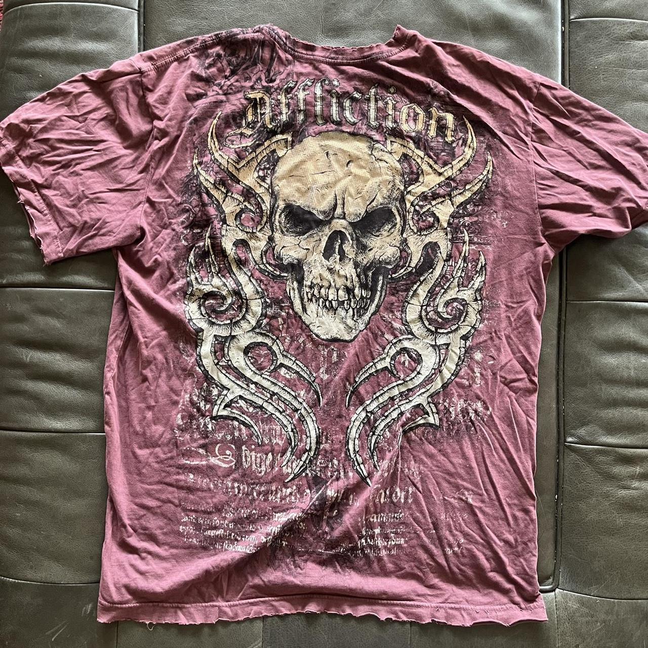 Rose and gold affliction skull shirt 😵 the colors on... - Depop