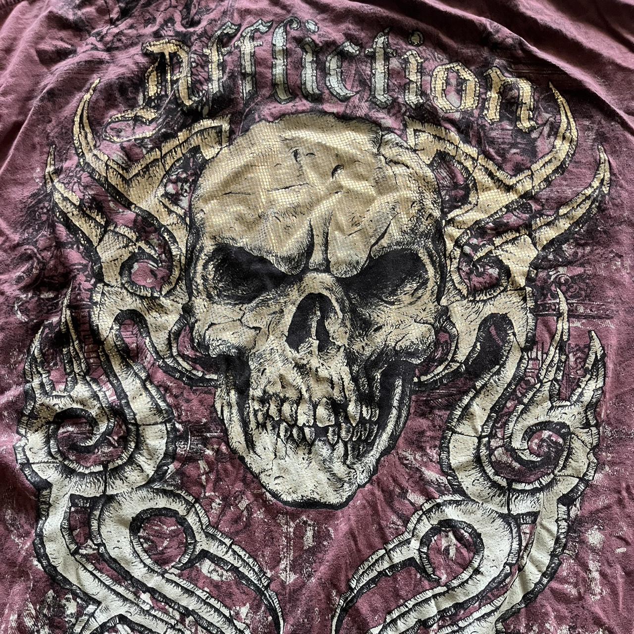 Rose and gold affliction skull shirt 😵 the colors on... - Depop