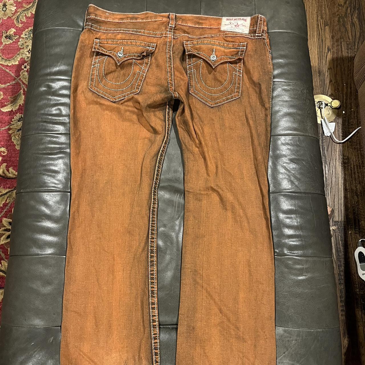 Rusty orange true religion jeans, these are so fye... - Depop