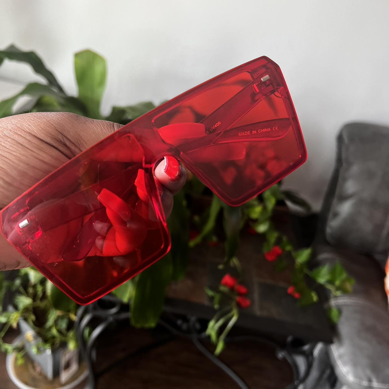 Oversized Red Square Glasses #red #redsquareglasses... - Depop