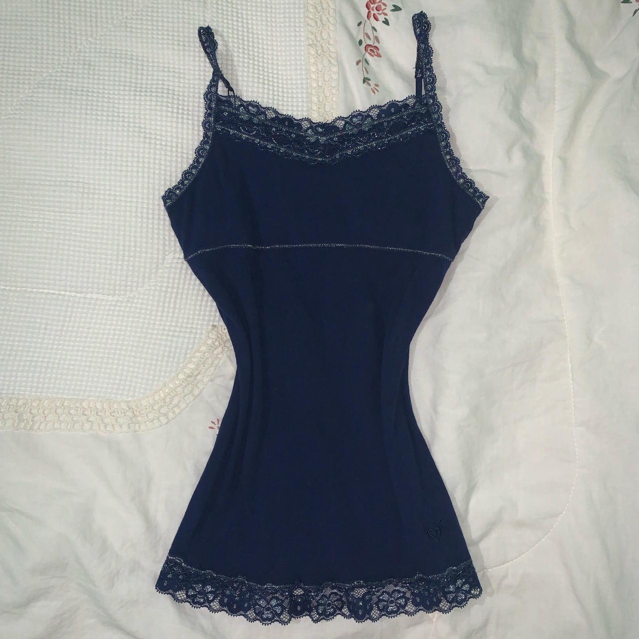 Adorable laced dark blue Justice cami 💕 So soft and... - Depop