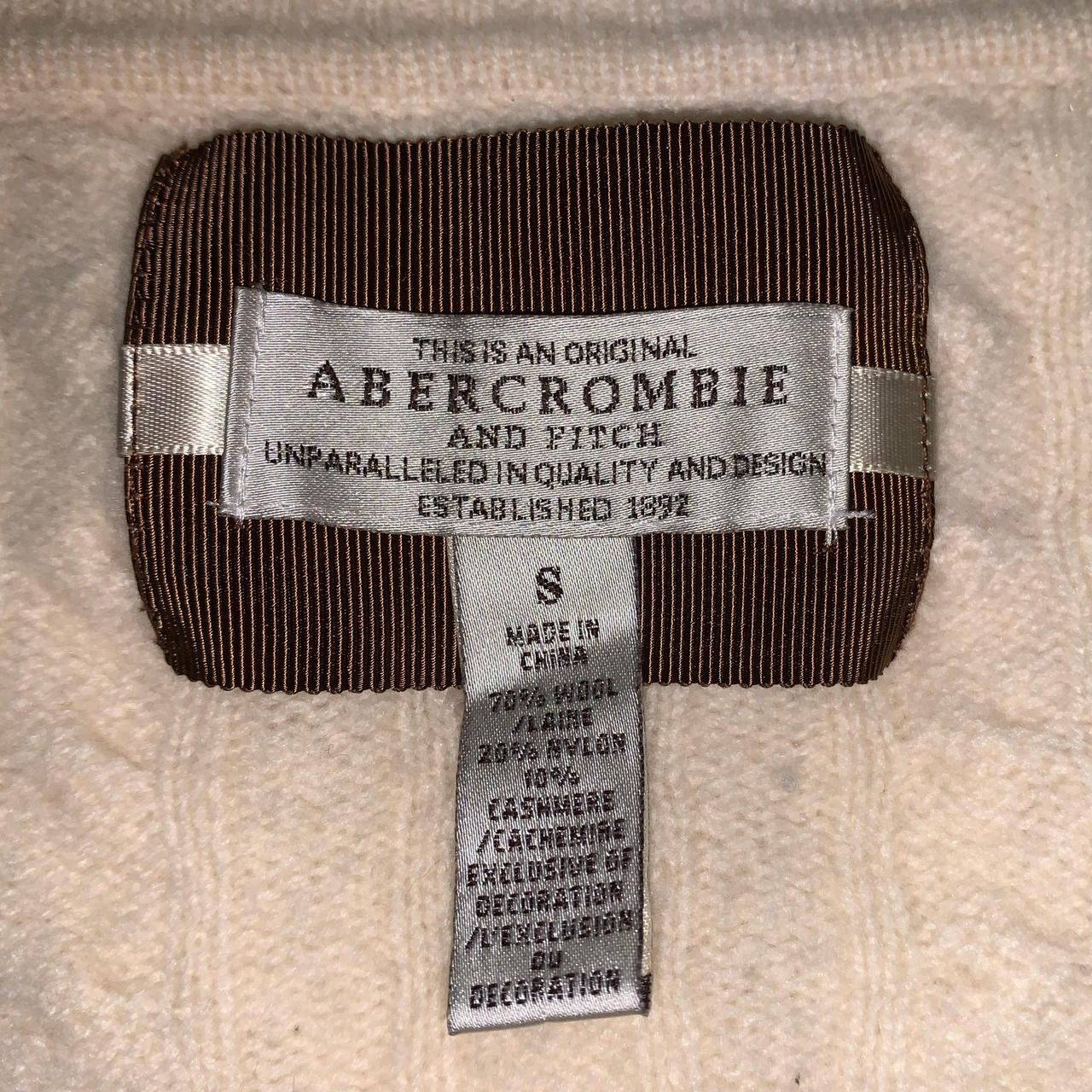 Vintage cream Abercrombie and Fitch knit sweater... - Depop