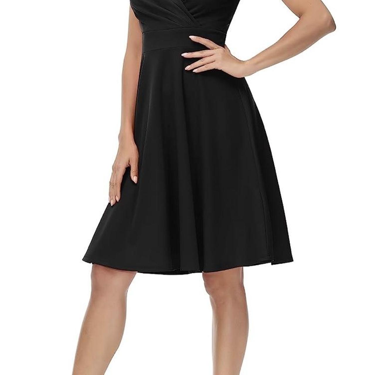 Black A-line Cocktail Party Dress - Depop