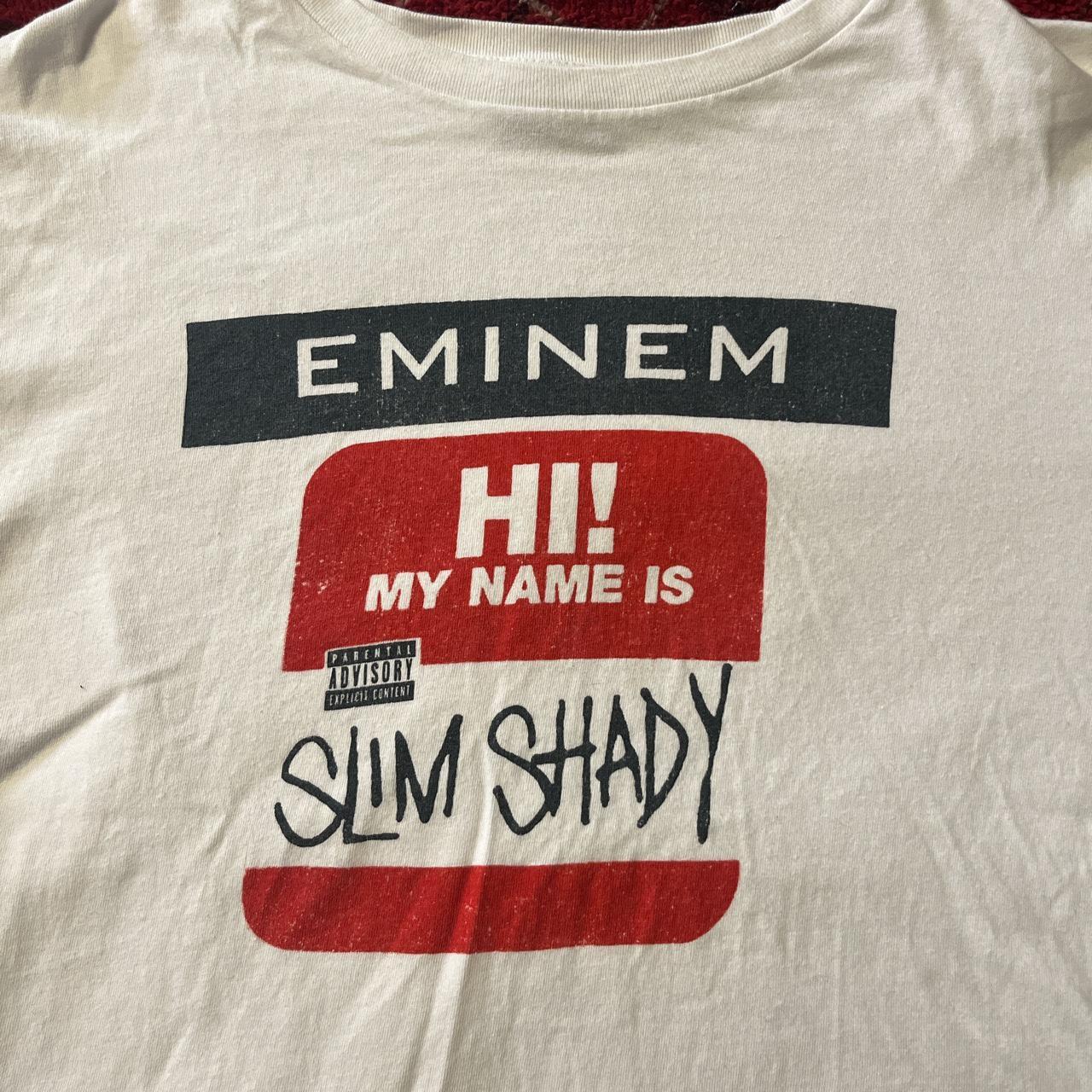 slim shady name tag graphic t-shirt | Depop
