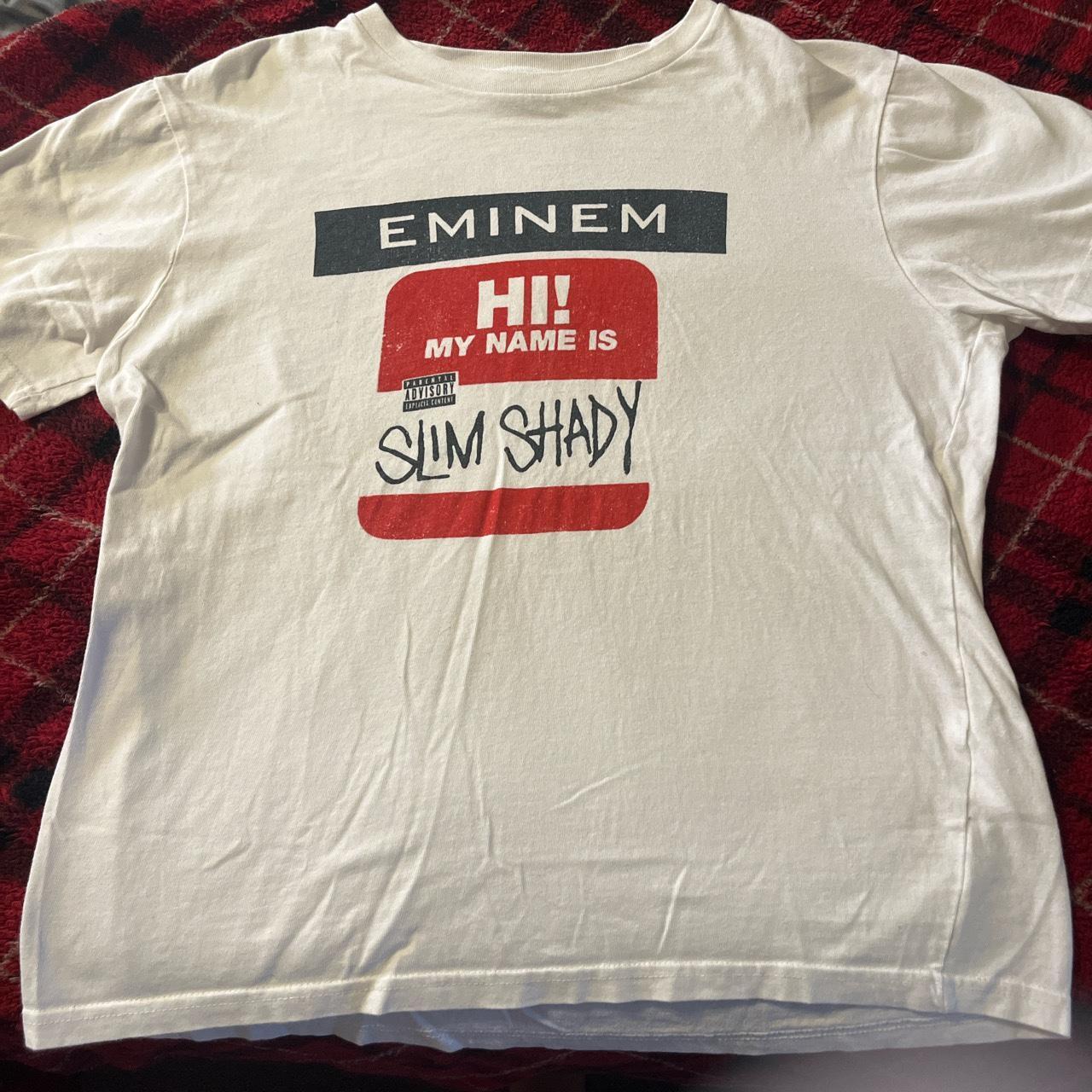 slim shady name tag graphic t-shirt | Depop