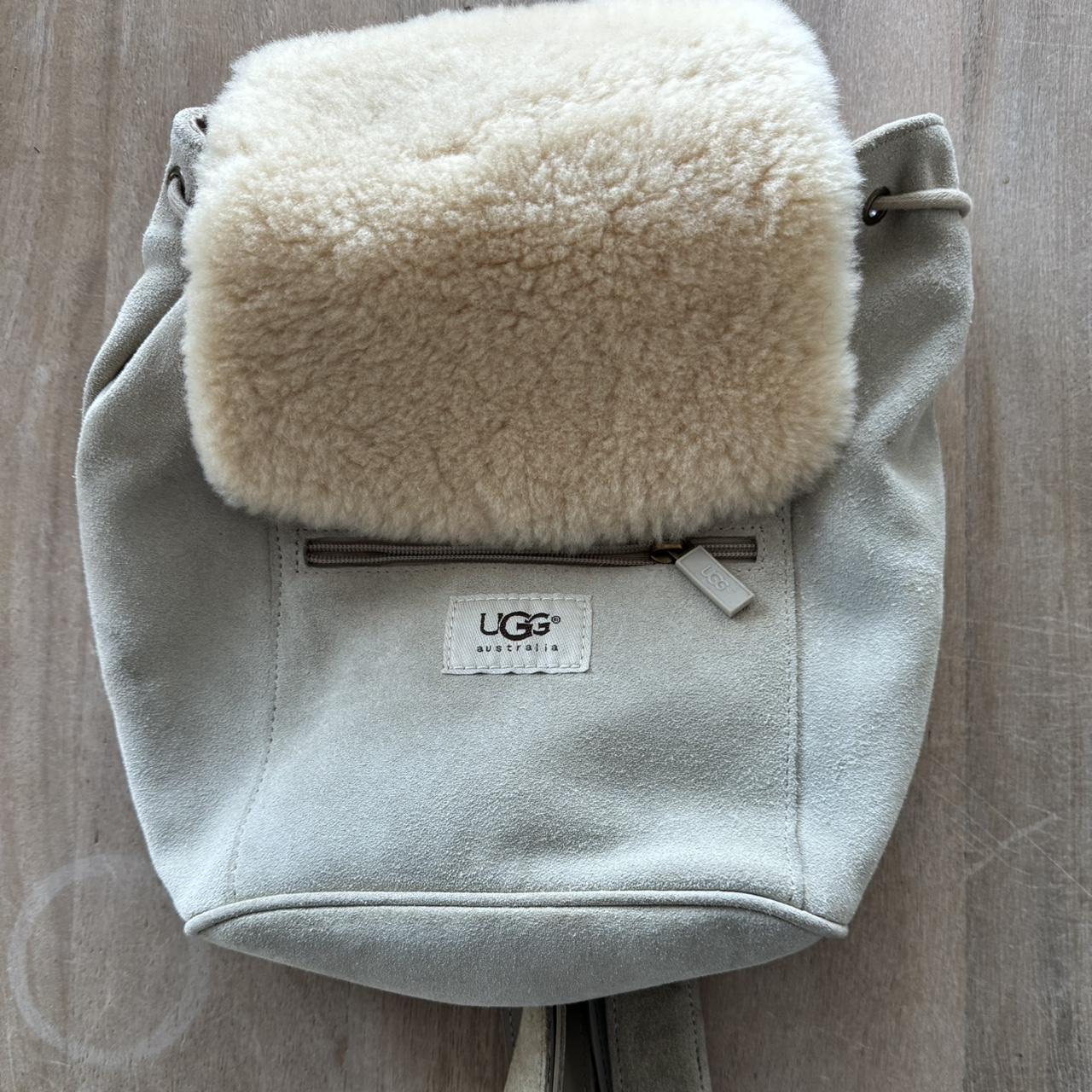 ugg mini leather and shearling mini backpack super... - Depop