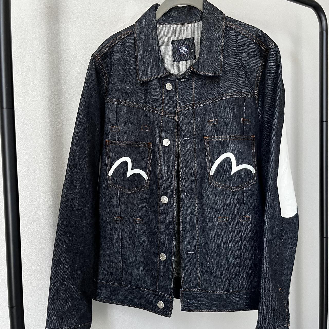 large denim Evisu jacket, like new - Depop