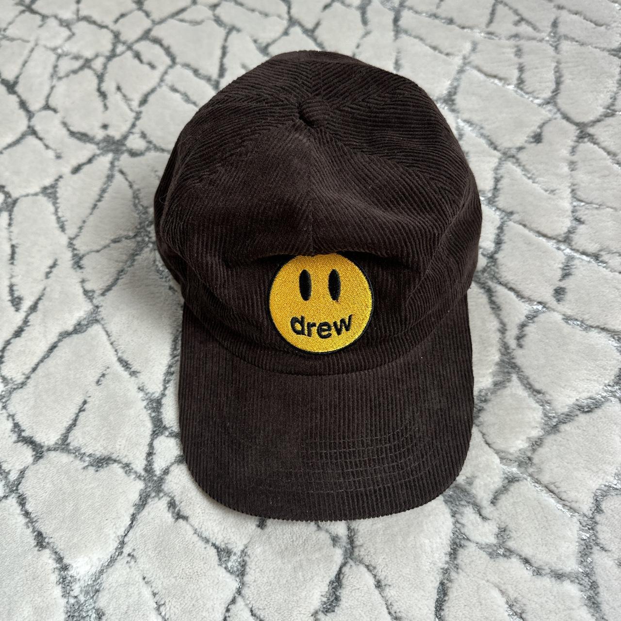 Brown corduroy hat with drew house logo - Depop