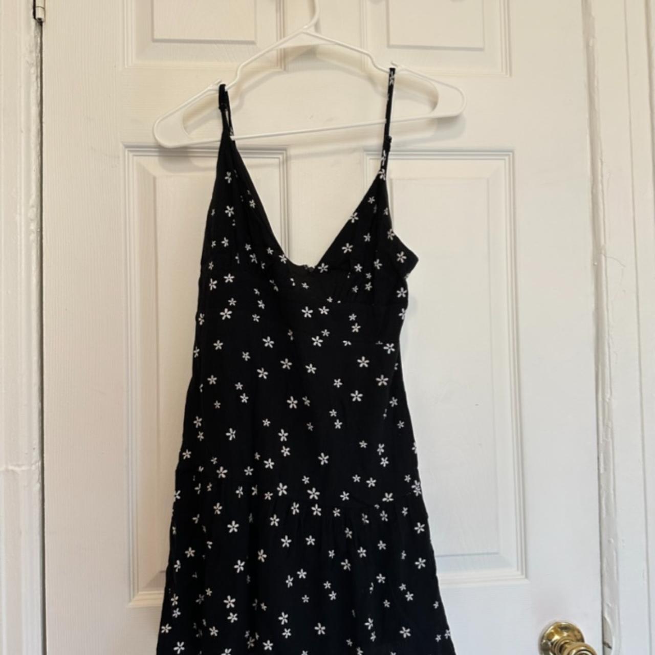 Pacsun Mini Dress, Black with White Flower Design By... - Depop