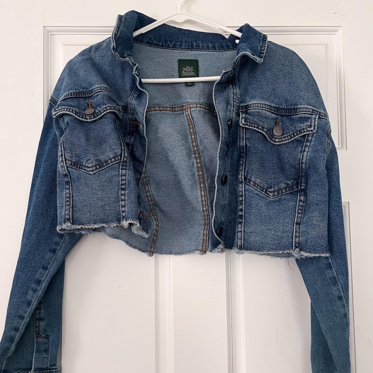 WILD FABLE CROPPED DENIM JACKET (sz med) - lightly... - Depop