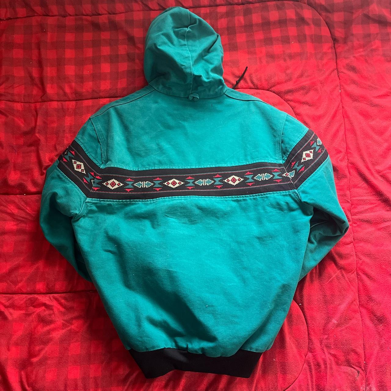 RARE 90s Carhartt Aztec Jacket in teal Like new... - Depop
