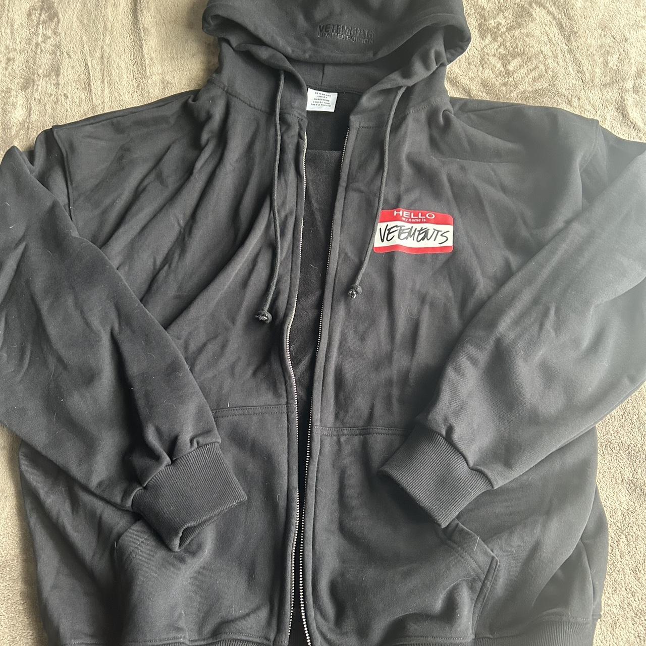Vetements name tag zip up hoodie Nice Heavy thick... - Depop