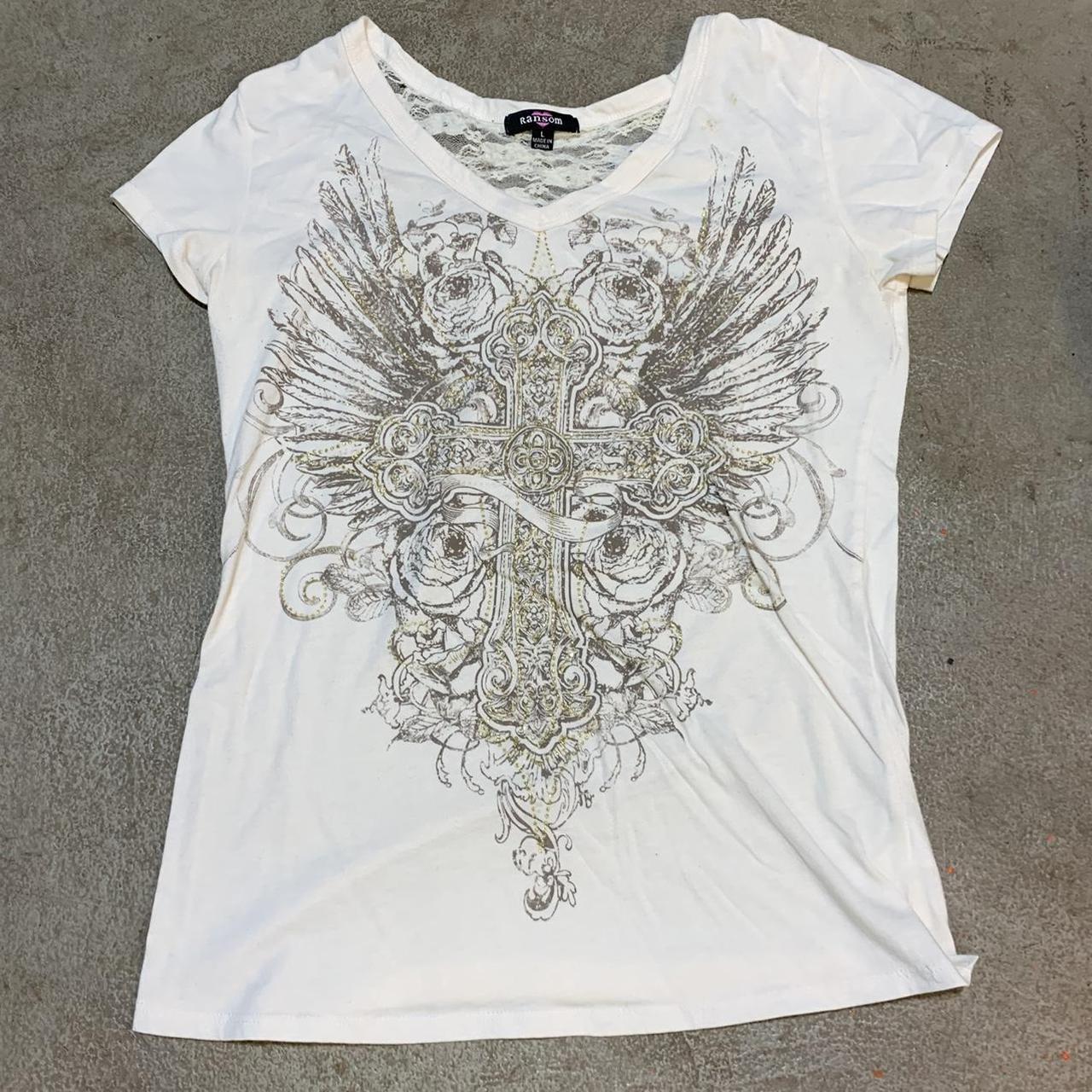 Y2K Ransom cyberpunk goth cross and wings style... - Depop