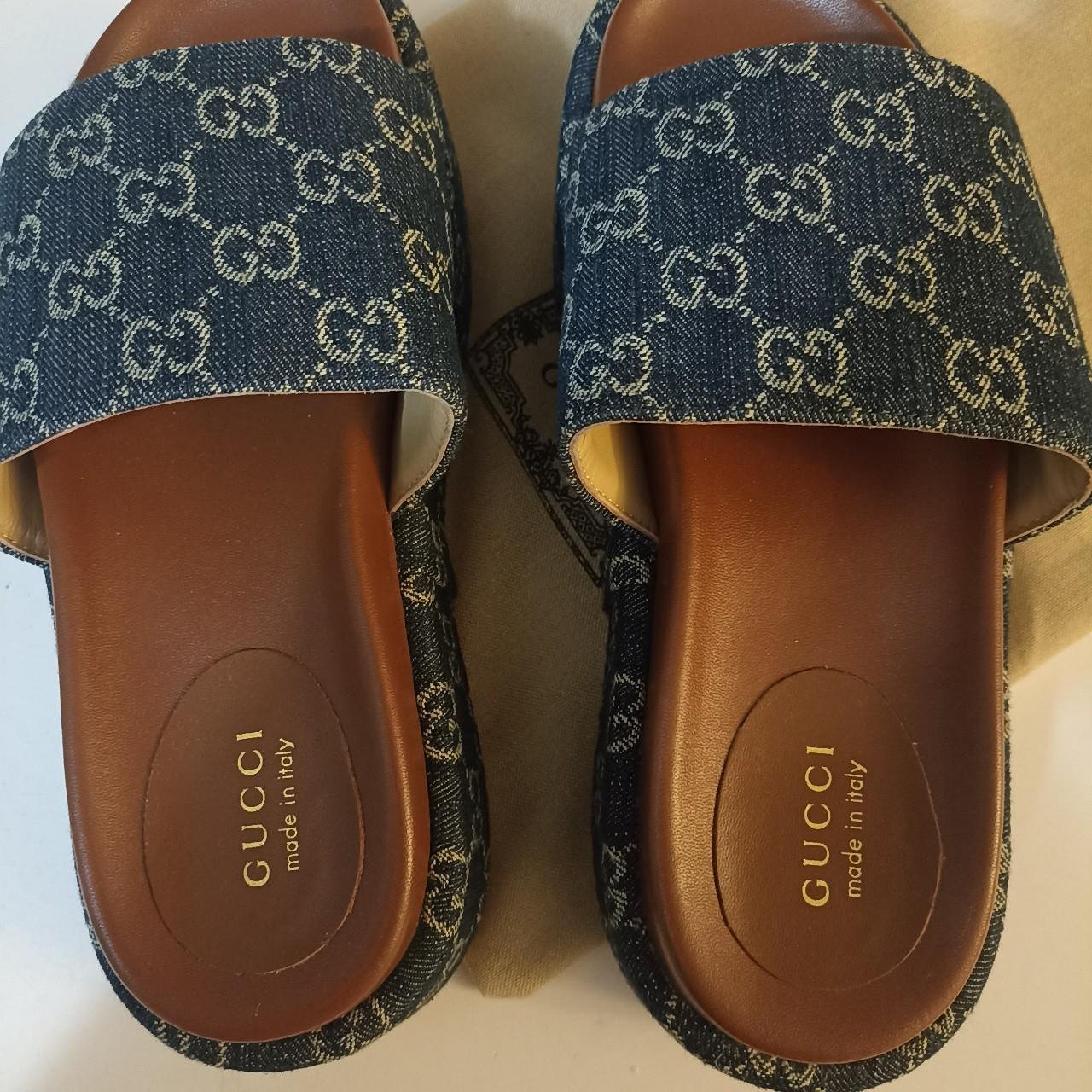 Denim platform slides - I can only find one dat - Depop