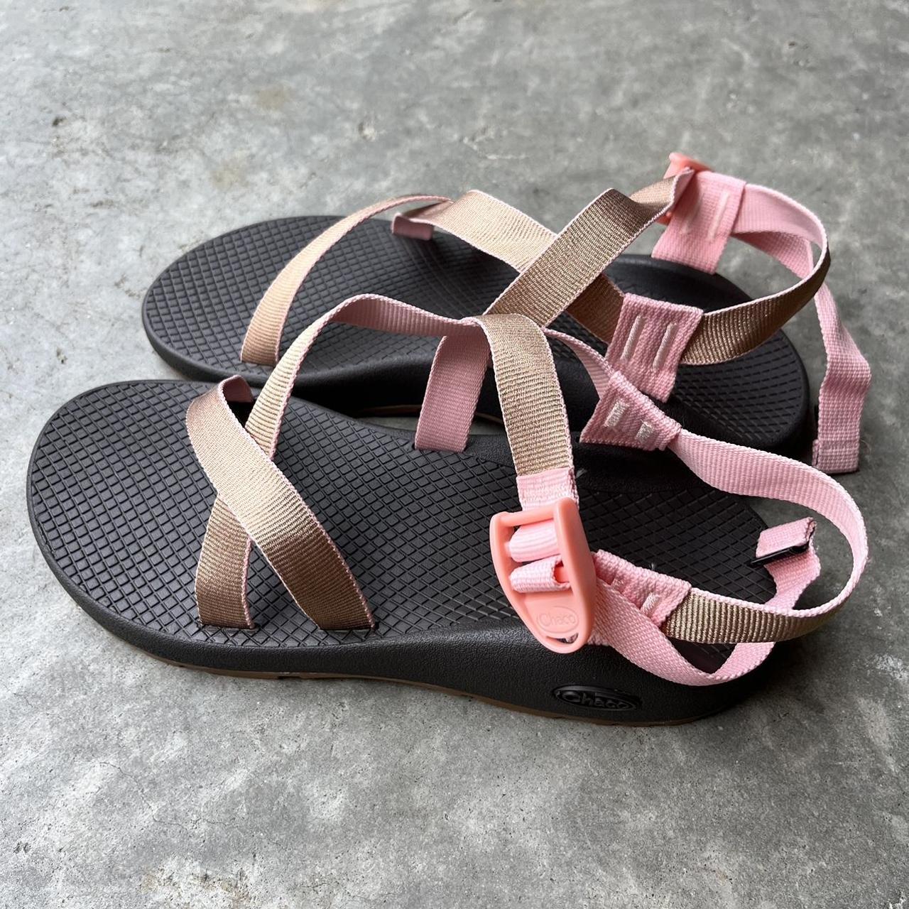 Pink, Gold, Grey, And Brown Women’s Chaco Strappy... - Depop