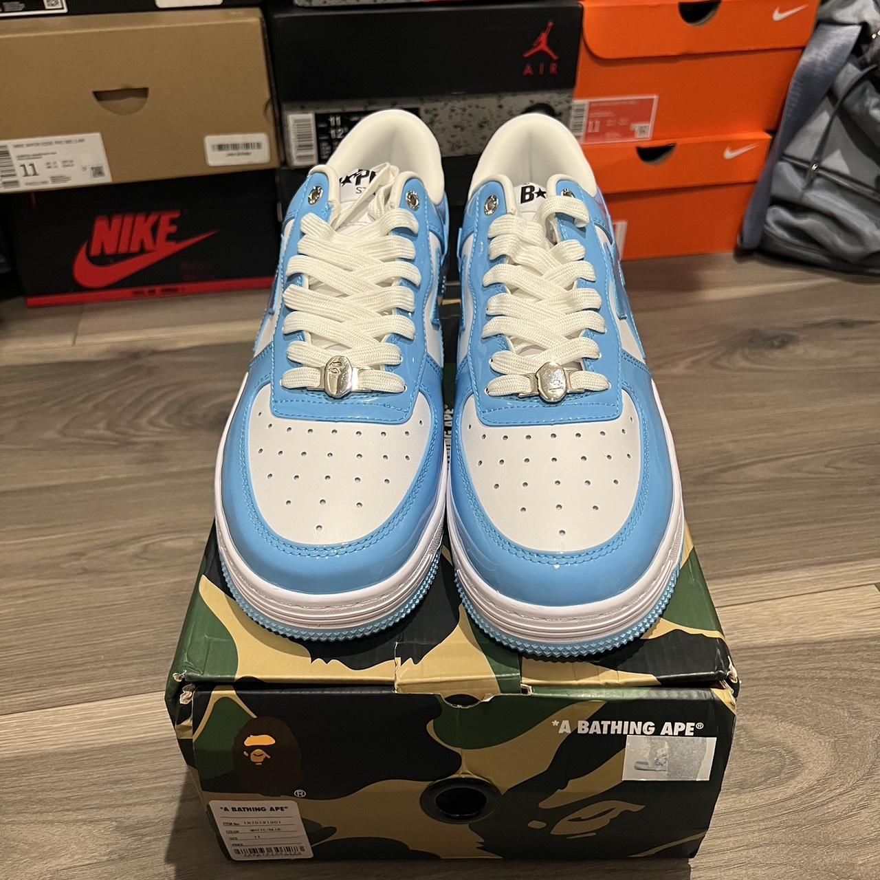 Baby Blue Bapestas Brand New but box kinda beat Size... - Depop
