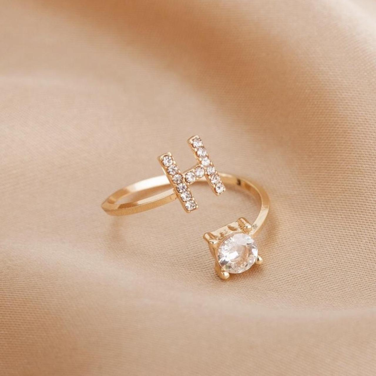 Initial H Letter Rings For Women Fashion CZ... - Depop