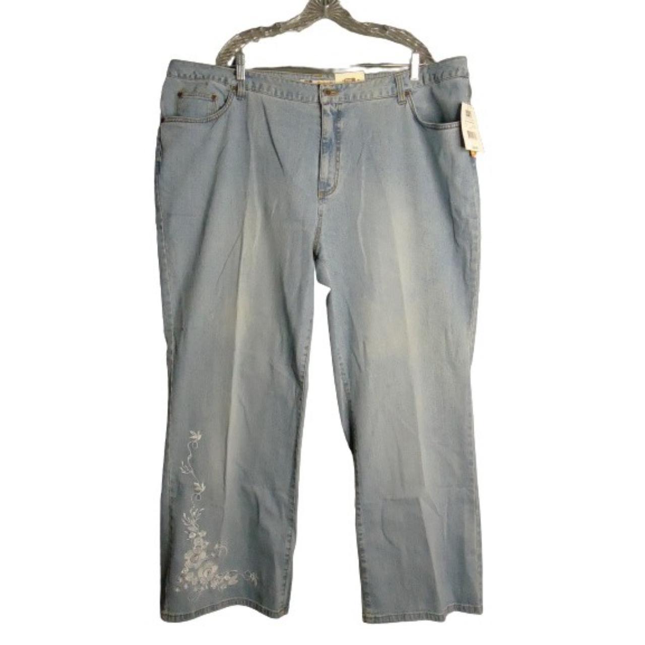 Item: Faded Glory Floral Embroidered Stretch Jeans... - Depop