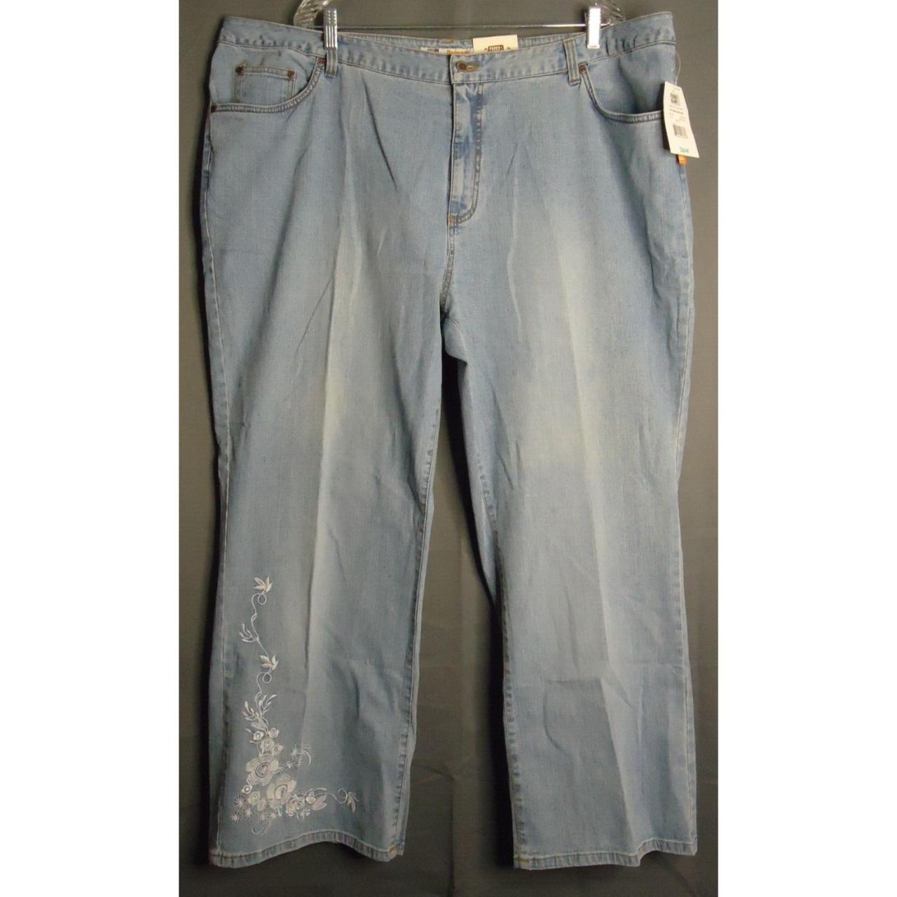 Item: Faded Glory Floral Embroidered Stretch Jeans... - Depop