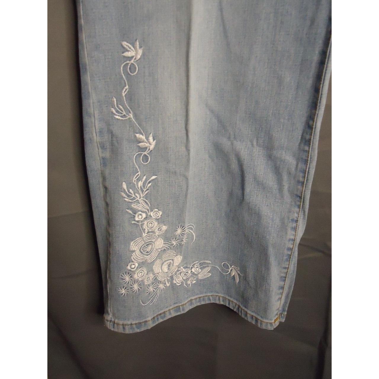 Item: Faded Glory Floral Embroidered Stretch Jeans... - Depop
