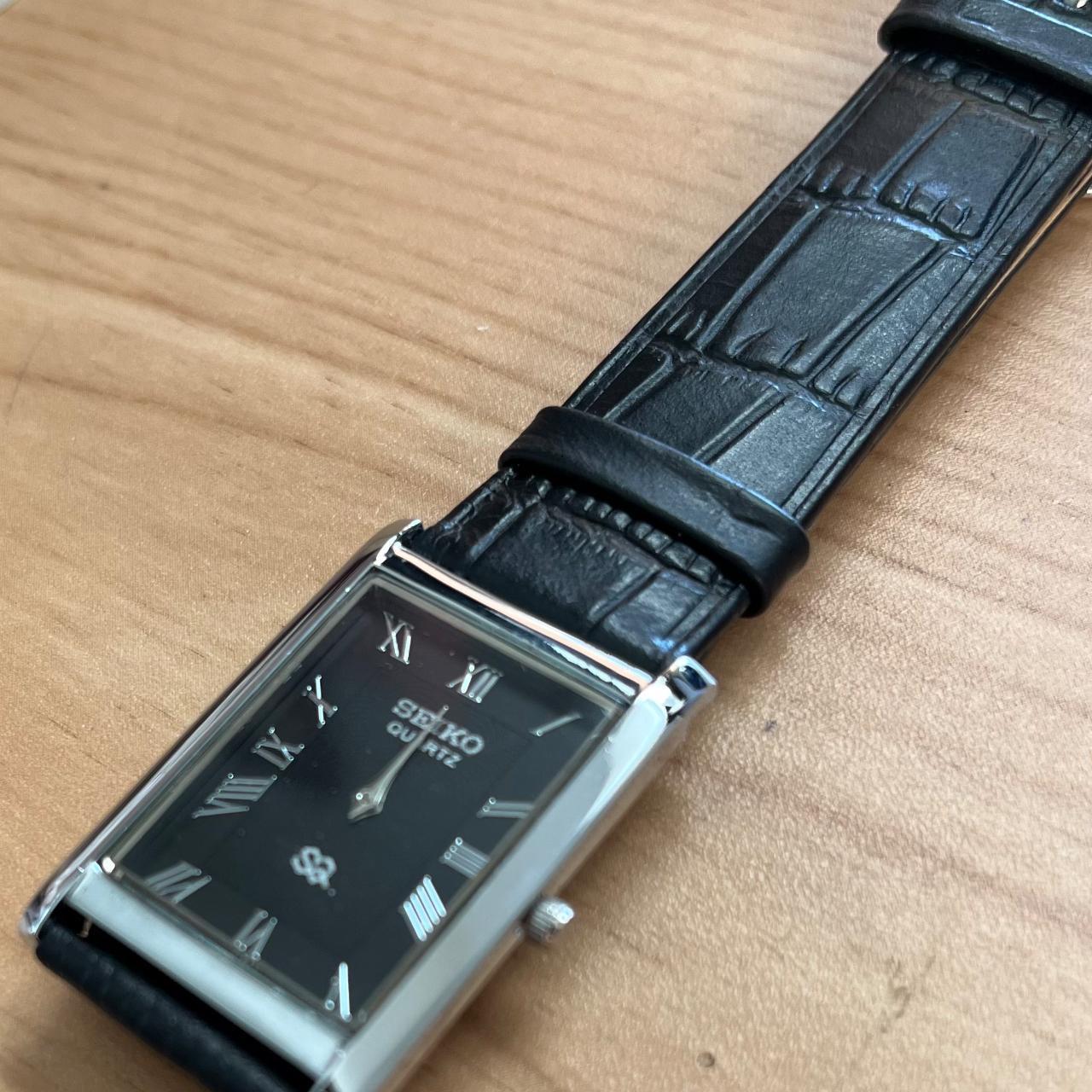 RARE 'Vintage' Seiko Slim Tank Men's Leather Wrist... - Depop