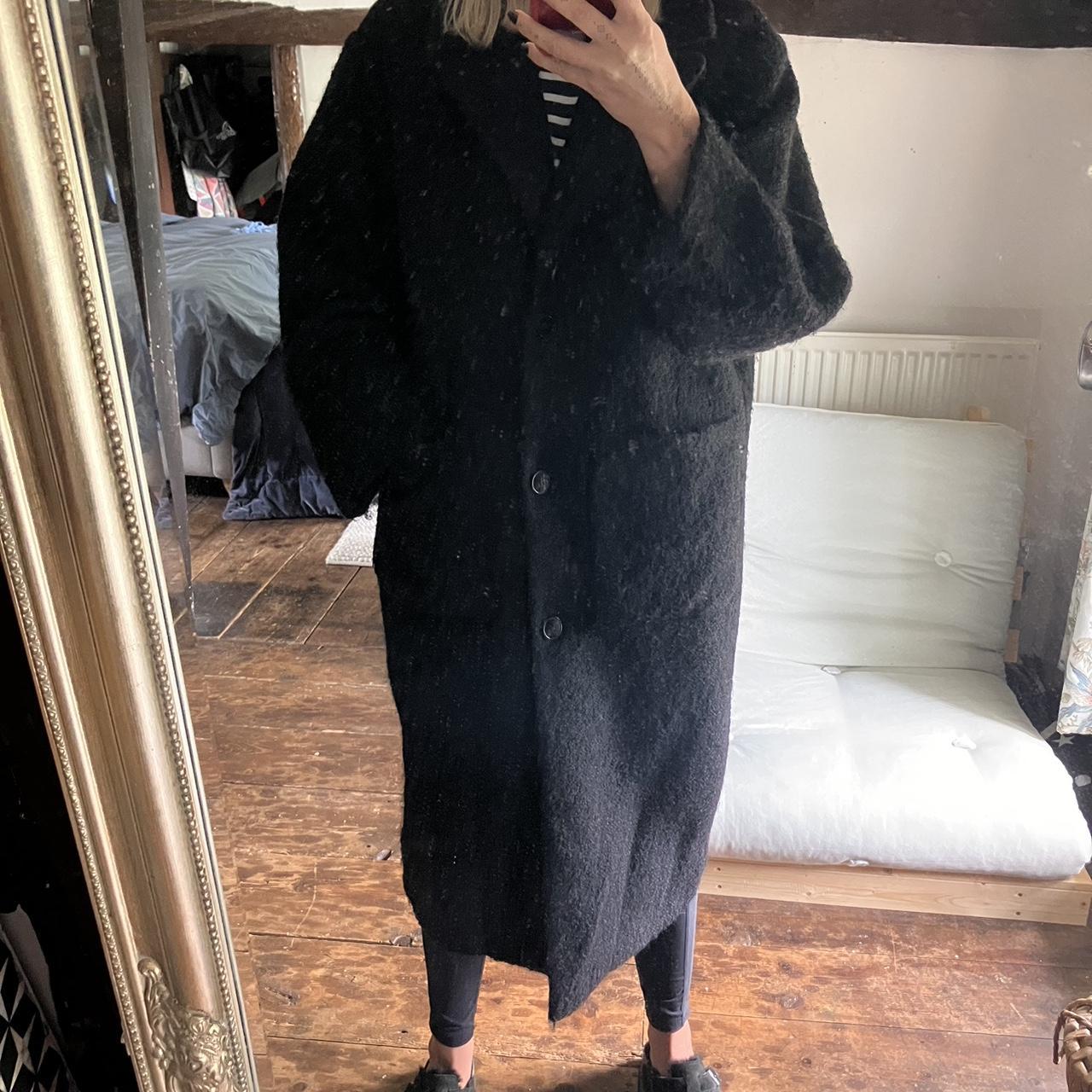 Weekday oversized black fluffy wool coat Thick pile... - Depop