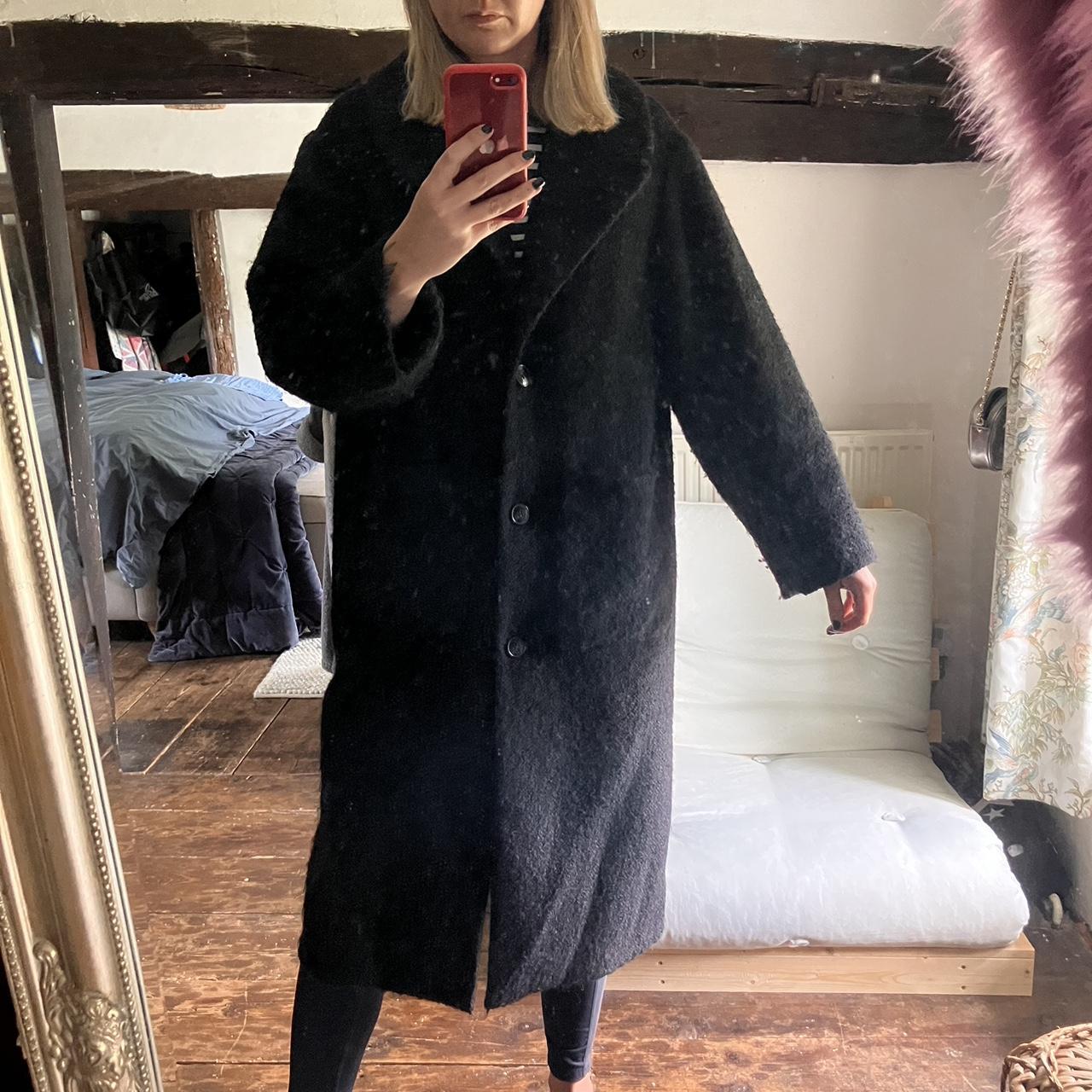 Weekday oversized black fluffy wool coat Thick pile... - Depop