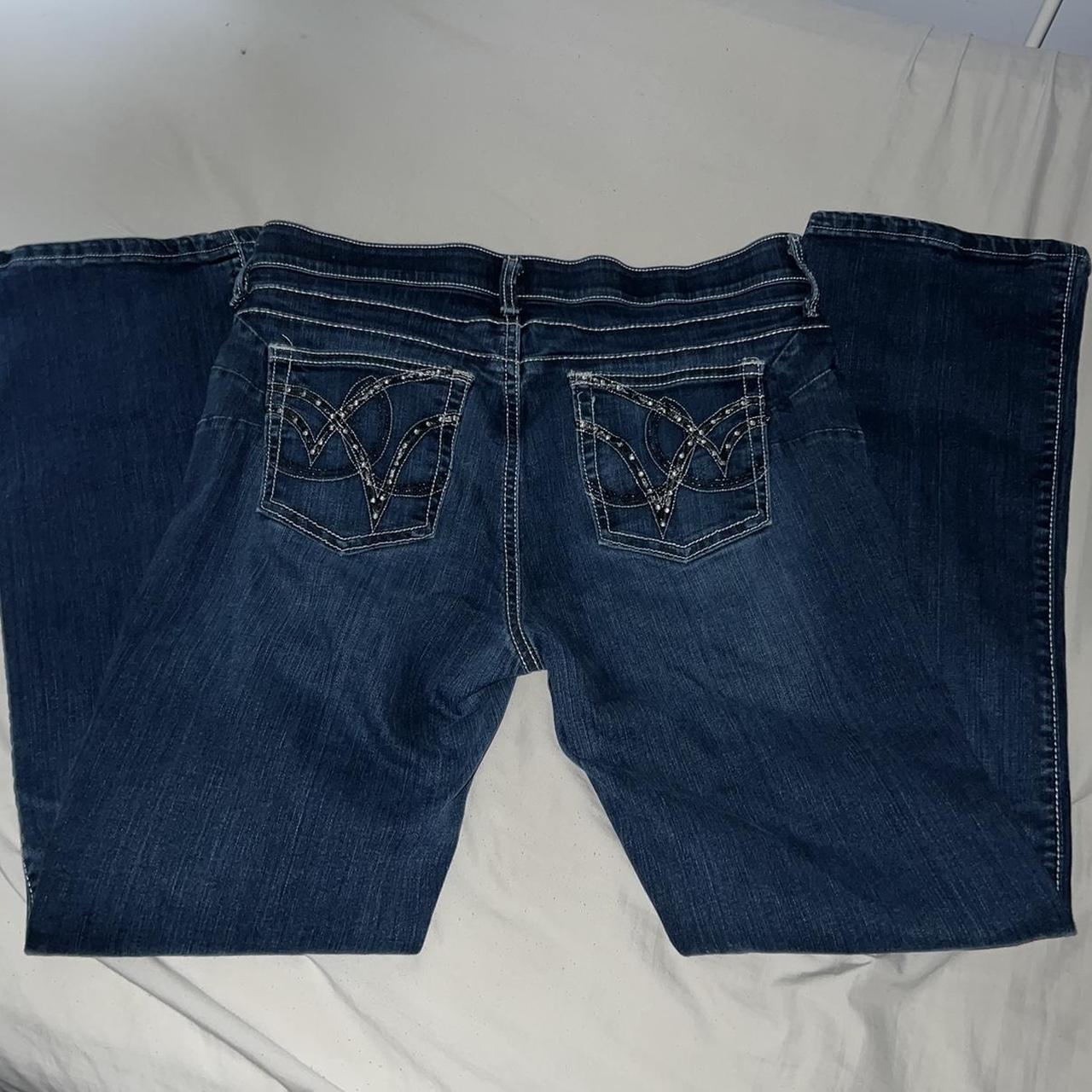 Y2k Bedazzled Lowrise Bootcut Jeans Size... - Depop