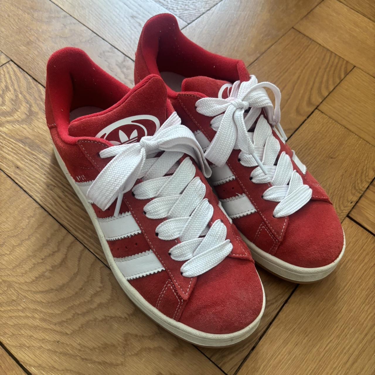 Red Adidas Campus 00s in great condition, worn once... | Depop