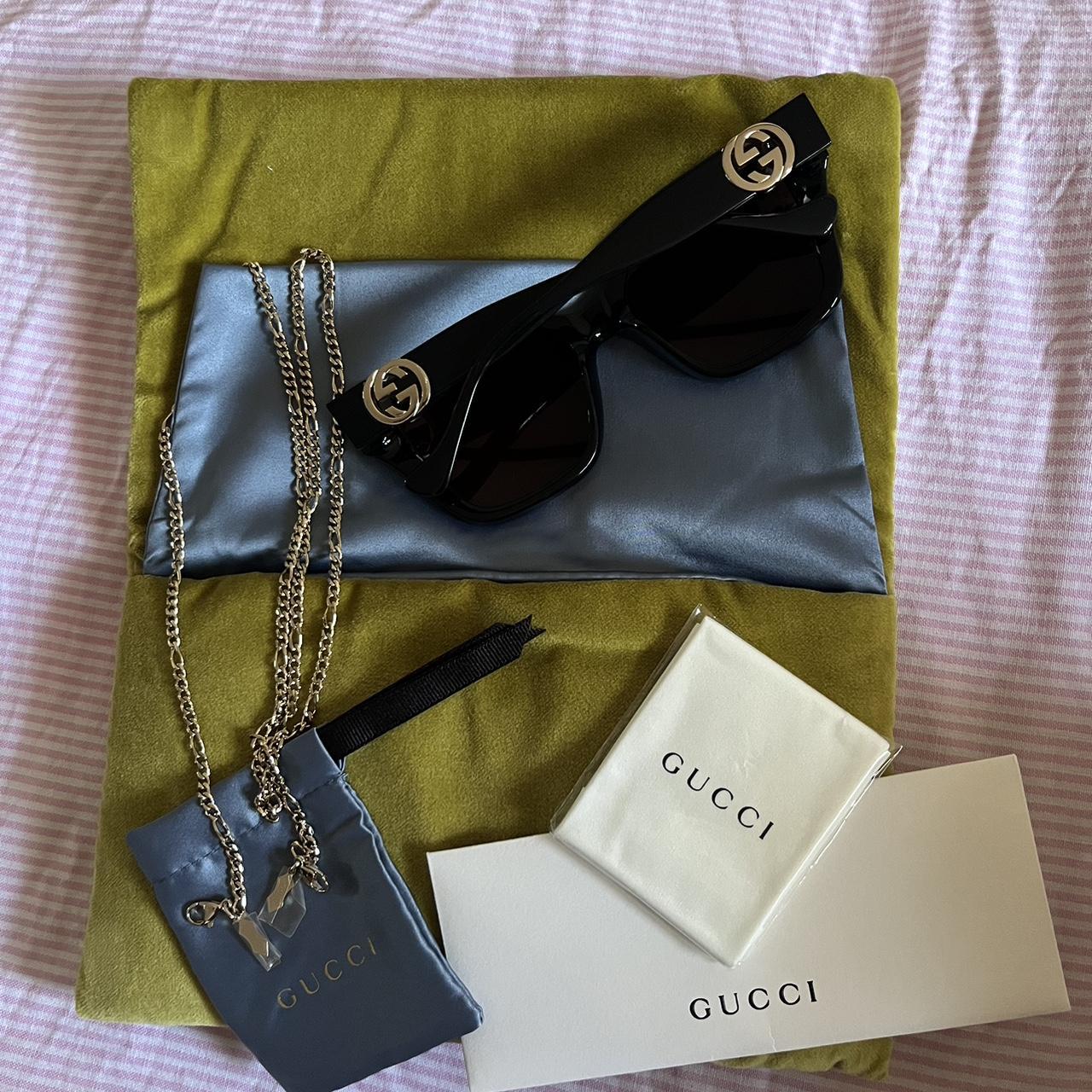 Gucci Sunglasses with chain strap, certificate of... | Depop