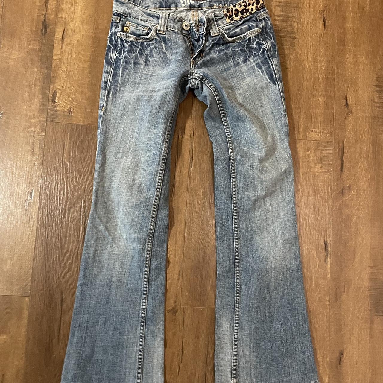 light blue wash, Low rise Flare miss me jeans, size... - Depop