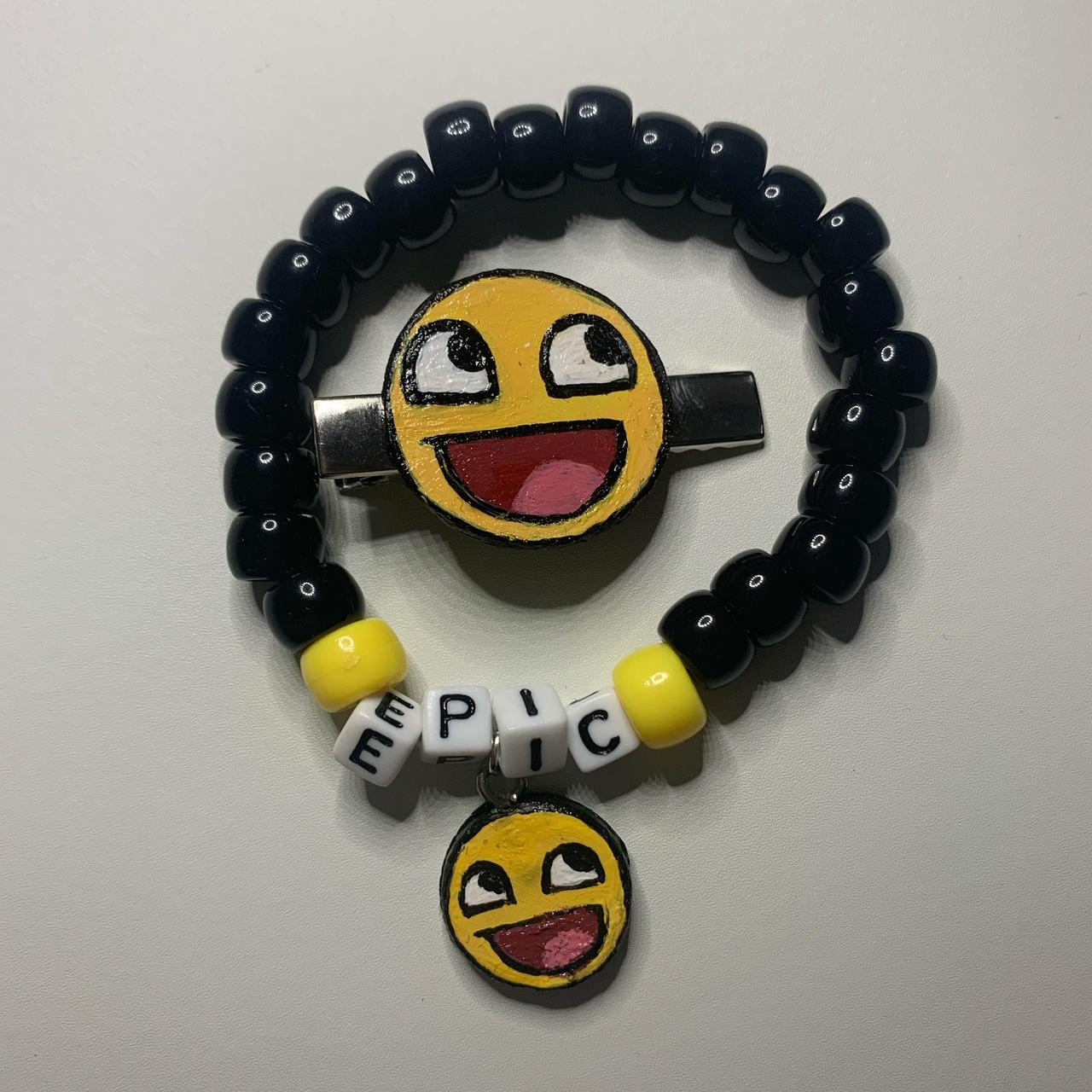Epic Roblox Handmade Hairclip + Kandi Bracelet... - Depop