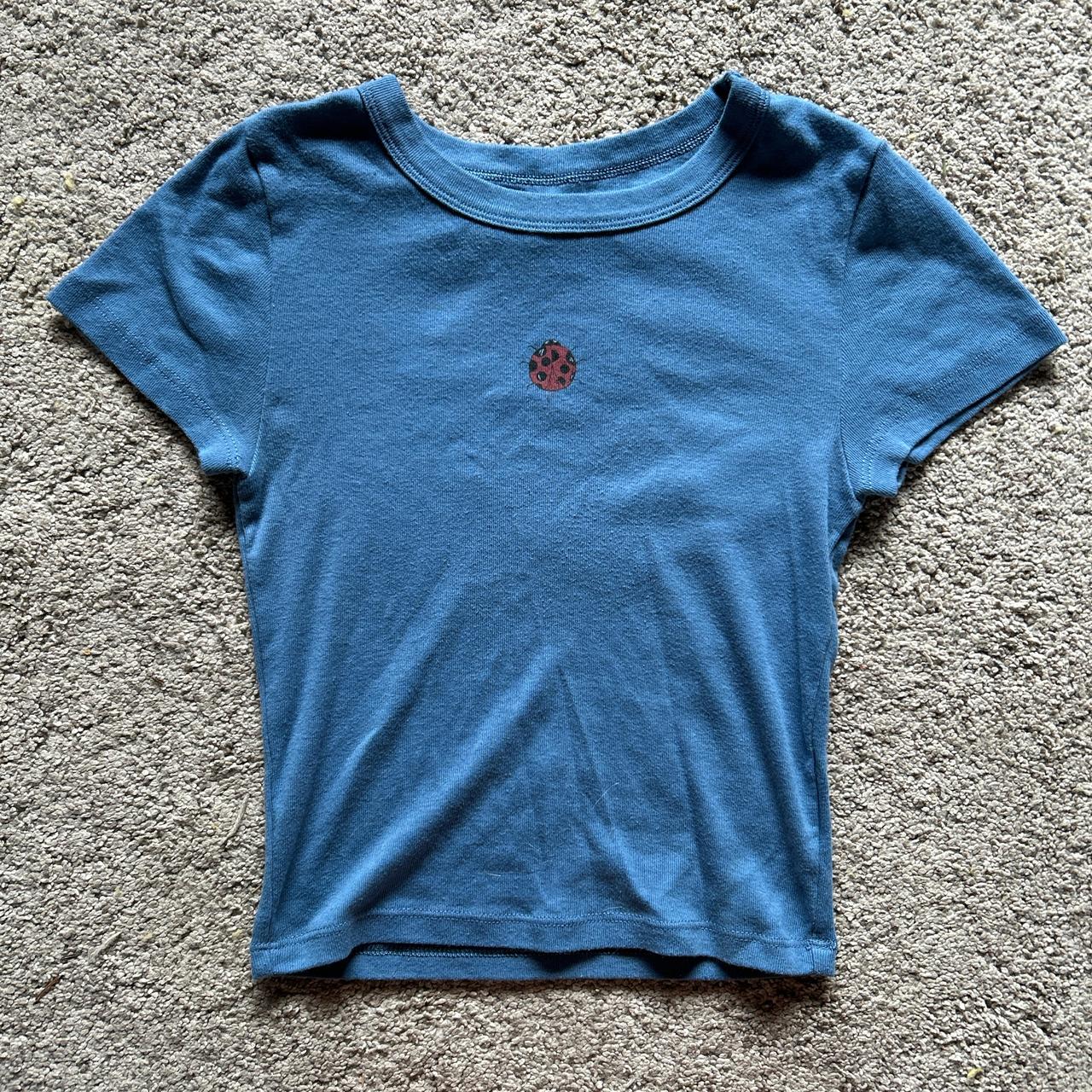 American eagle baby tee women’s xs - blue with... - Depop