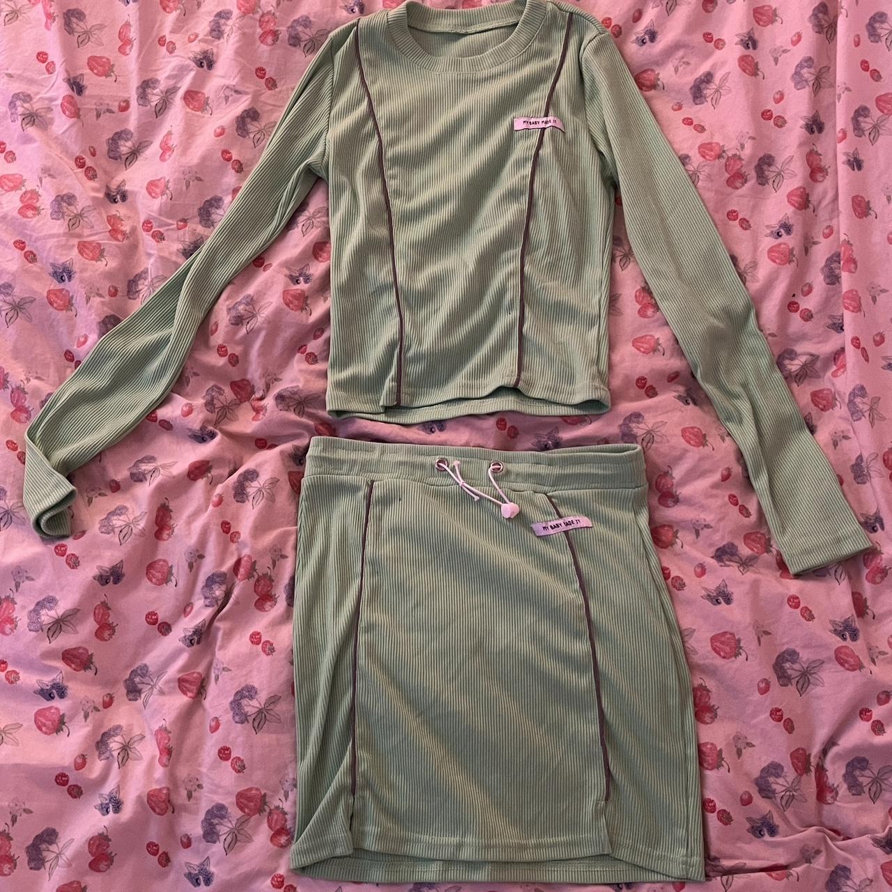 Neon green rave 2 piece set - Depop