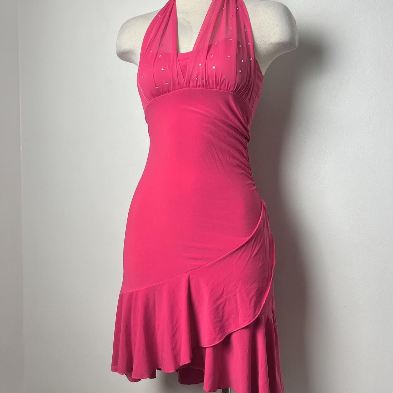 Hot pink rhinestone deadstock dress 🌟 - made in the... - Depop