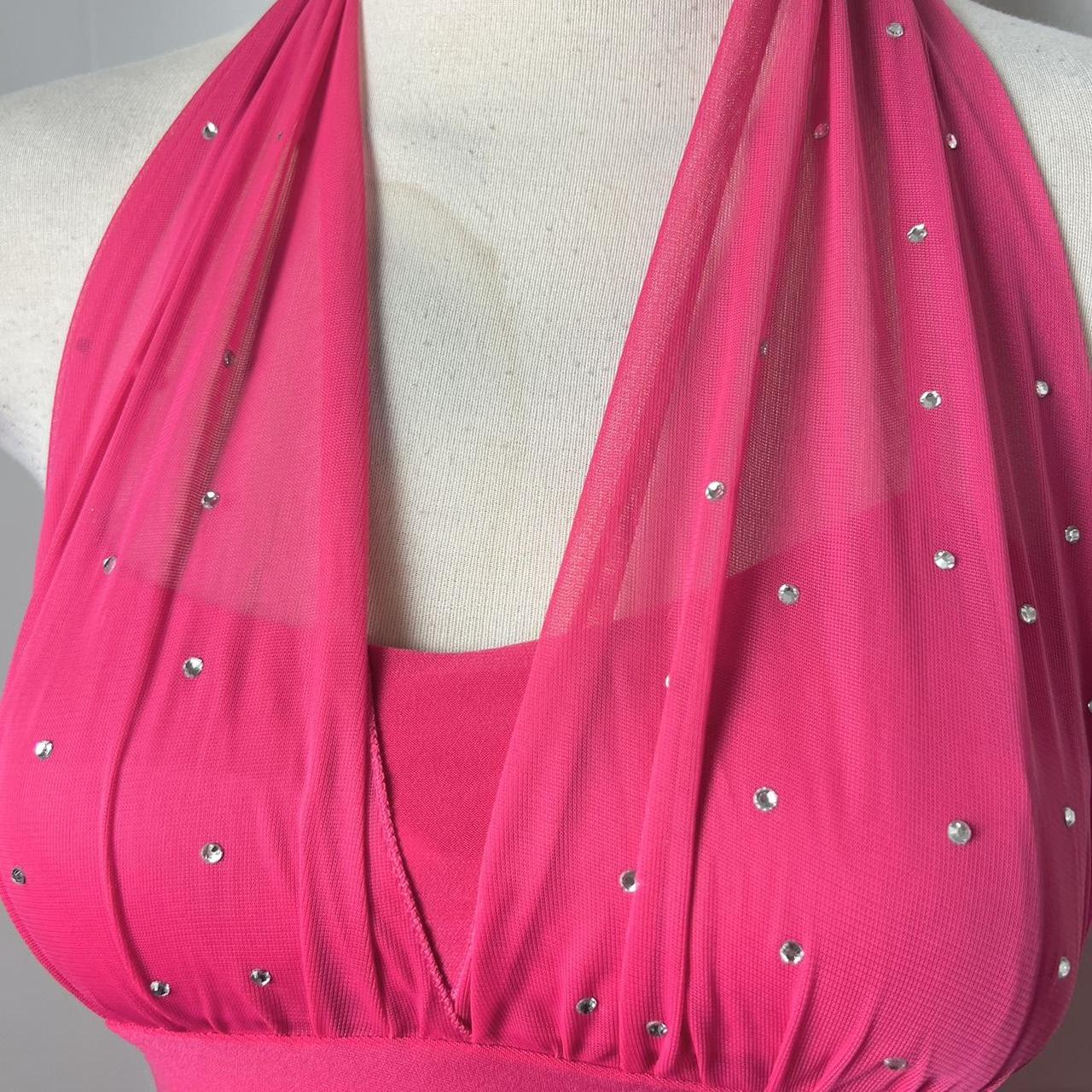 Hot pink rhinestone deadstock dress 🌟 - made in the... - Depop