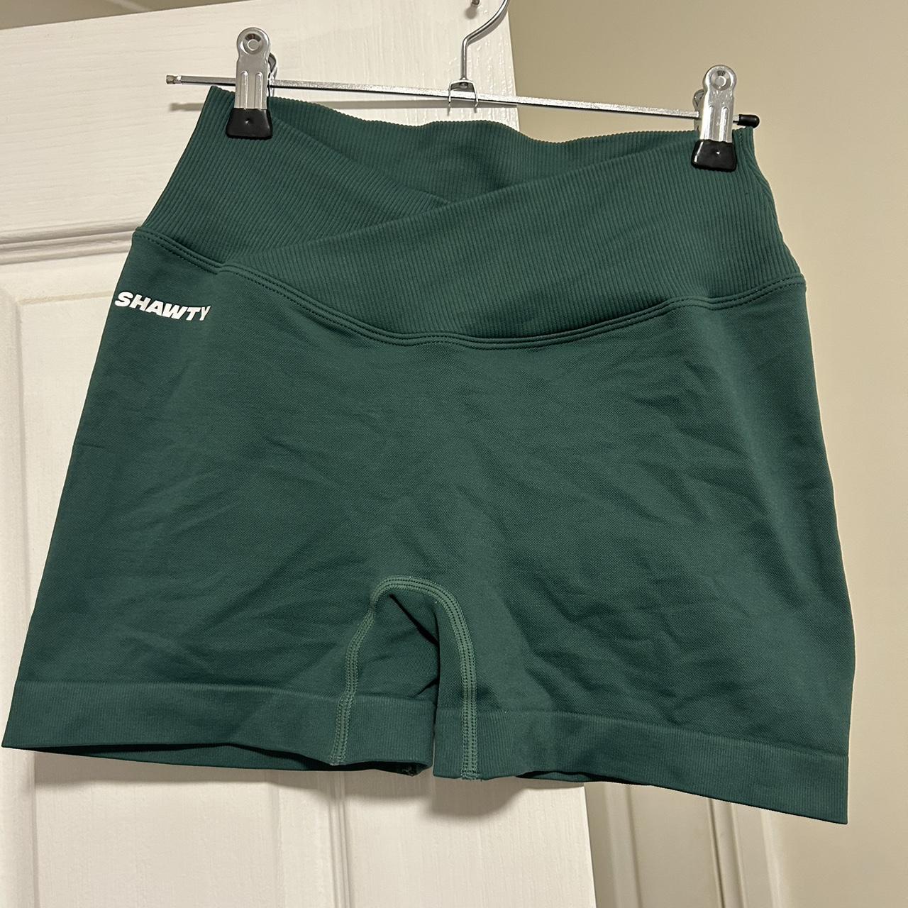 Shawty active green scrunch bum shorts Size... - Depop