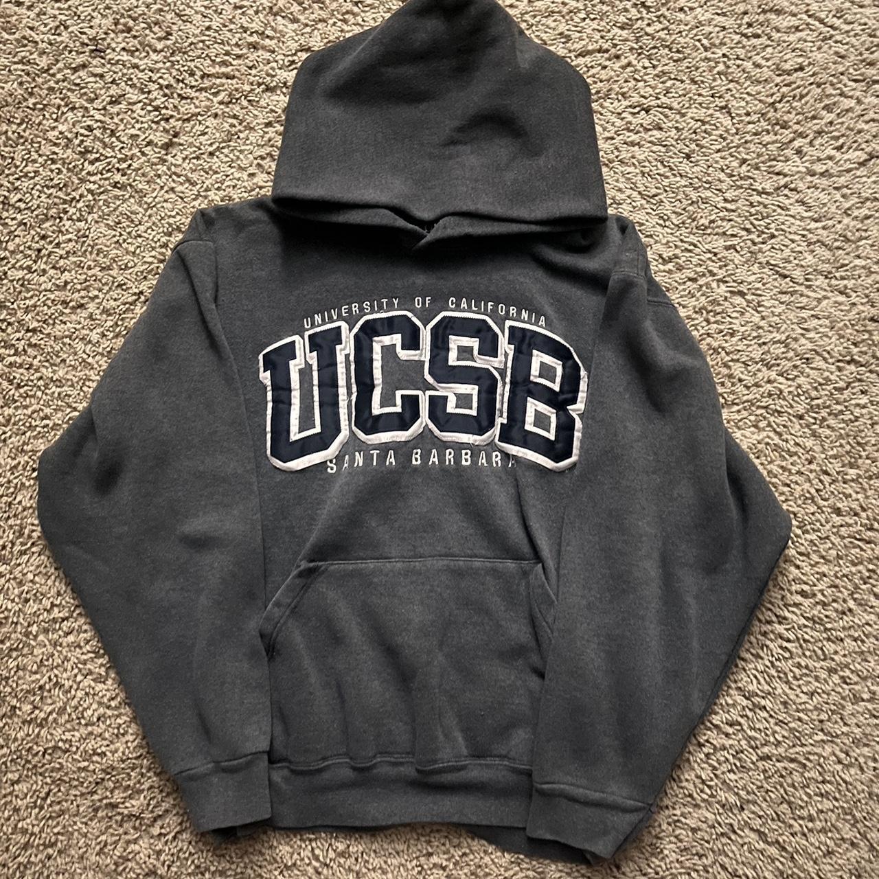 Grey and Blue lettering UCSB Hoodie size... - Depop