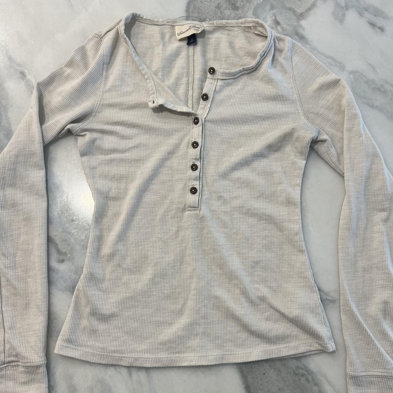 quarter button up long sleeve. woman’s xs fits... - Depop