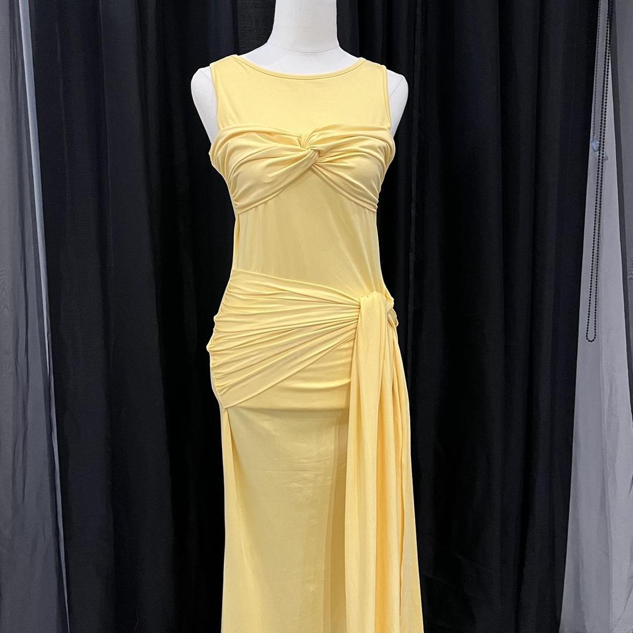 gorgeous handmade lemon maxi dress 💛 draped design,... - Depop