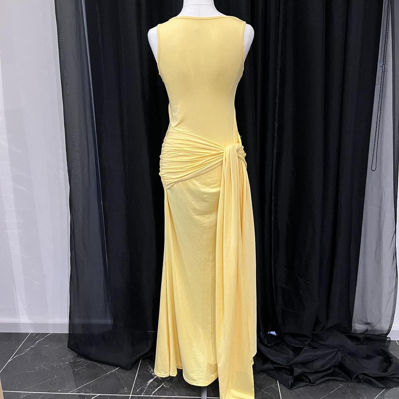 gorgeous handmade lemon maxi dress 💛 draped design,... - Depop