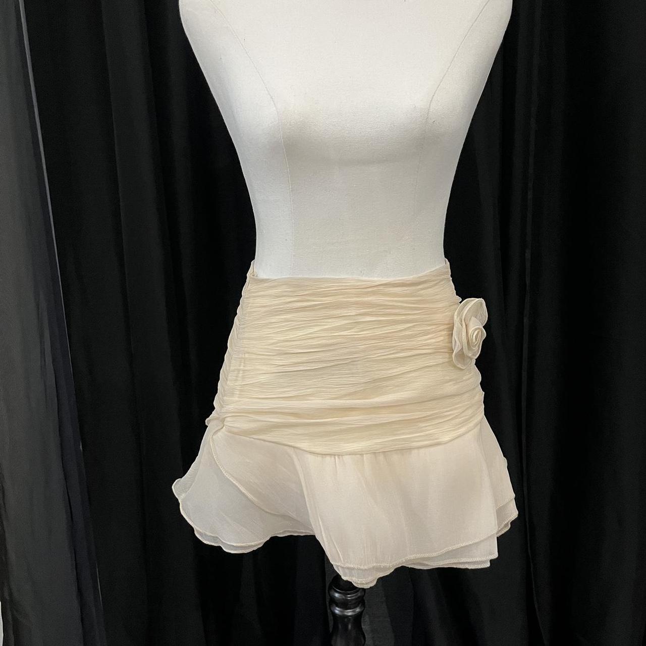 cream chiffon ruffled skirt 🌸 custom made skirt,... - Depop